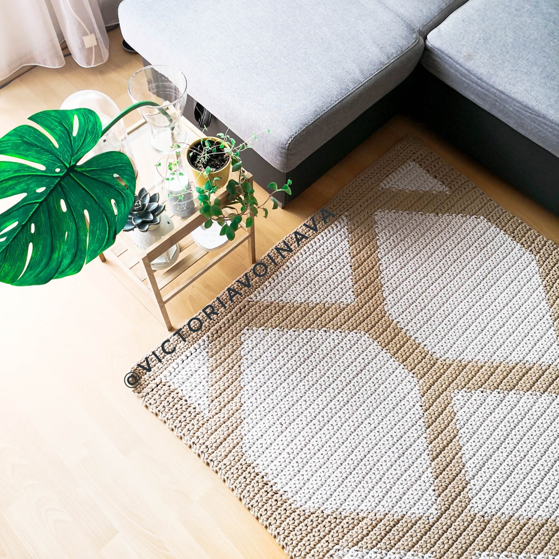 Crochet Sweden Geometric Rug PATTERN, Scandinavian Nordic Carpet ...
