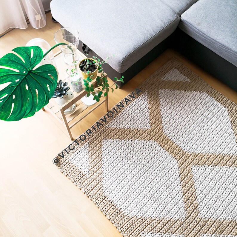 Crochet Sweden Geometric Rug PATTERN, Scandinavian Nordic Carpet ...