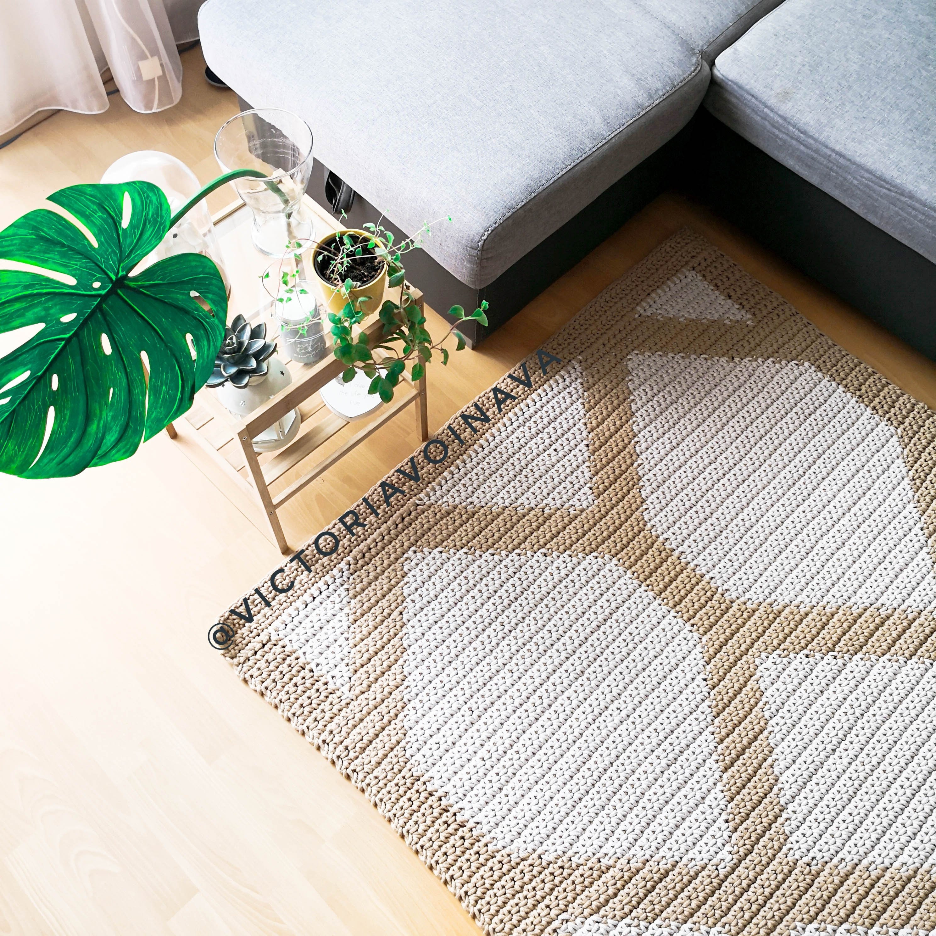 Crochet Sweden Geometric Rug PATTERN, Scandinavian Nordic Carpet ...