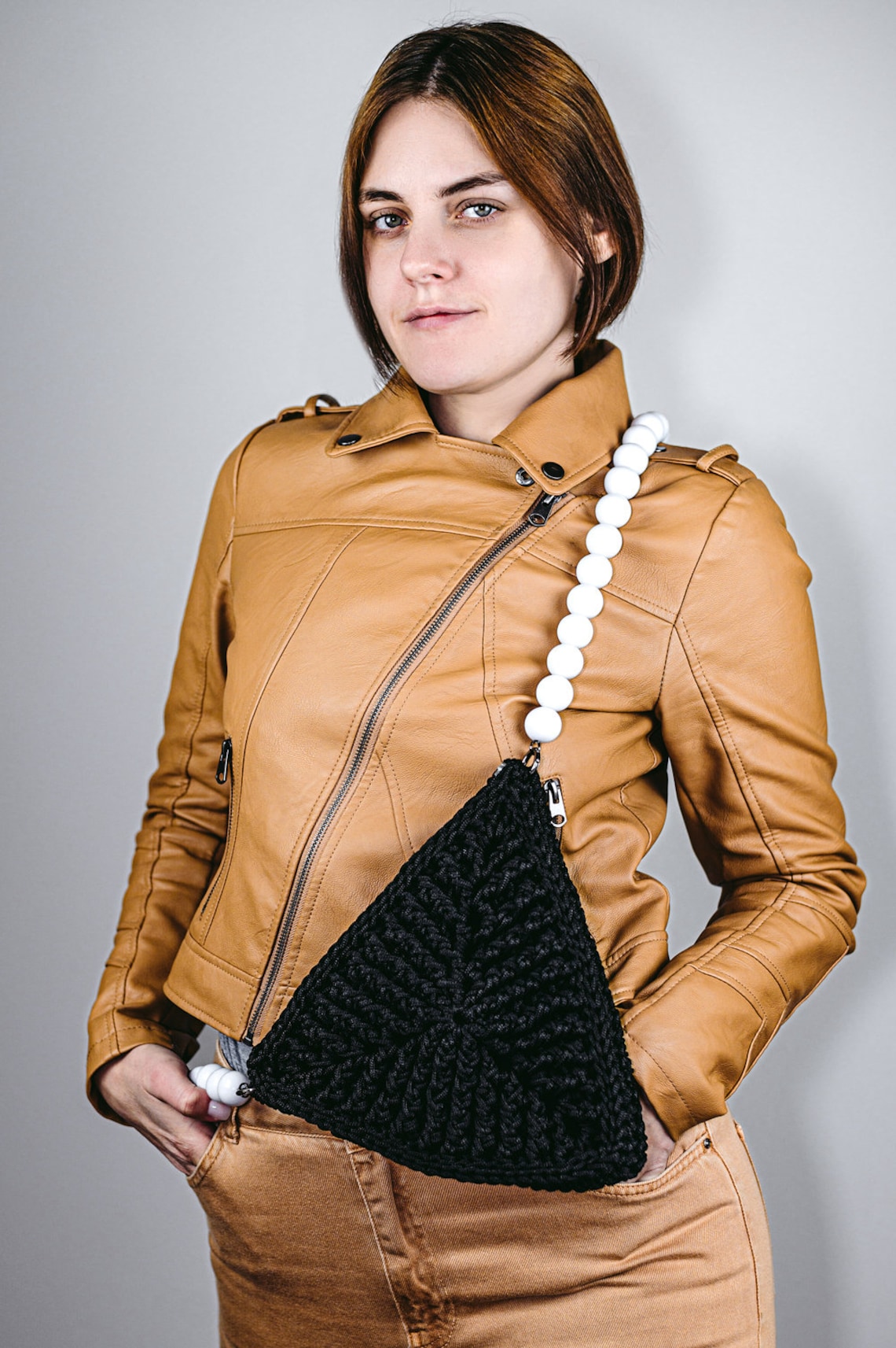 Crochet Triangle Bag Pattern Crocheted Crossbody Bag for - Etsy