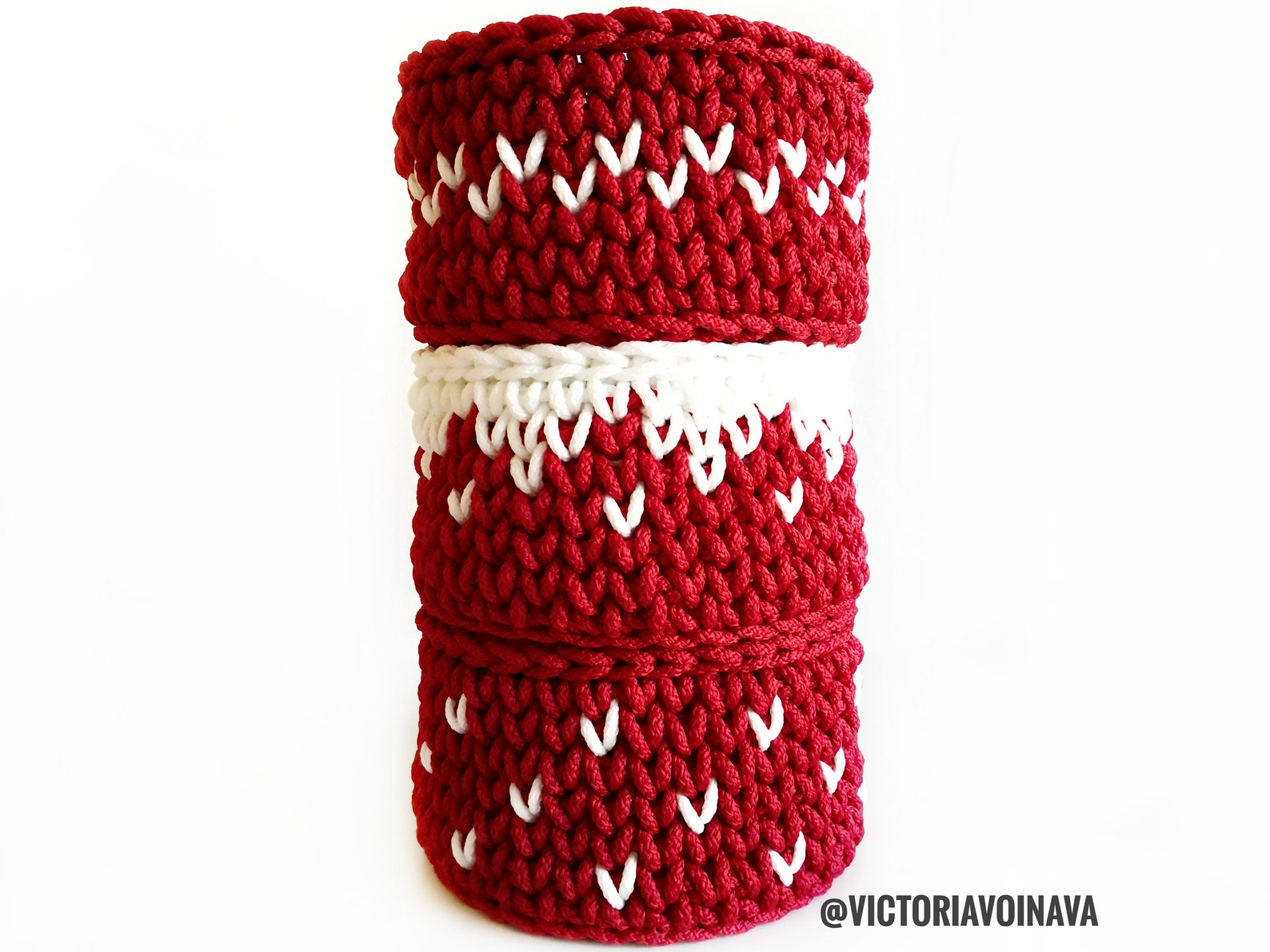 Crochet Baskets Easy Patterns, Red Small Crochet Storage Baskets ...