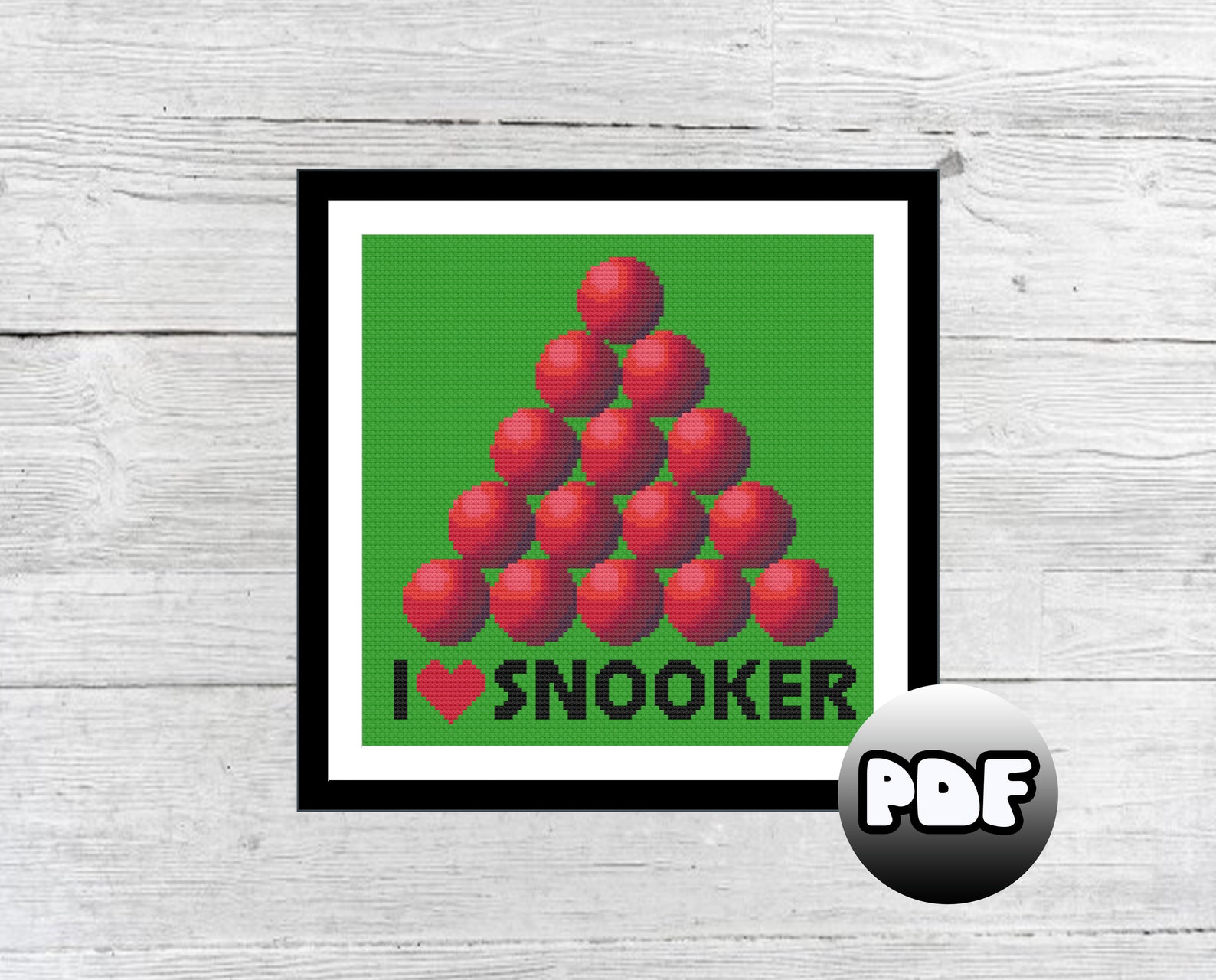 Cross Stitch Pattern PDF - Easy - Beginner - Chart - Snooker - Sport ...