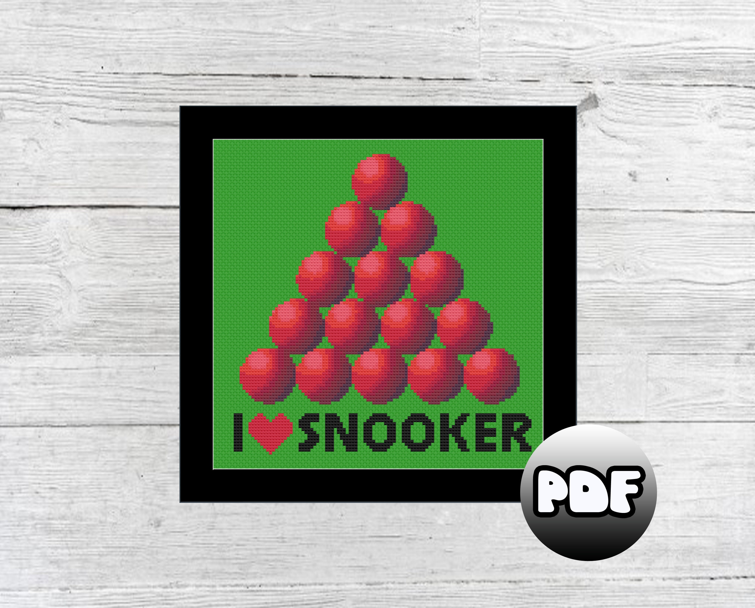 Cross Stitch Pattern PDF - Easy - Beginner - Chart - Snooker - Sport ...