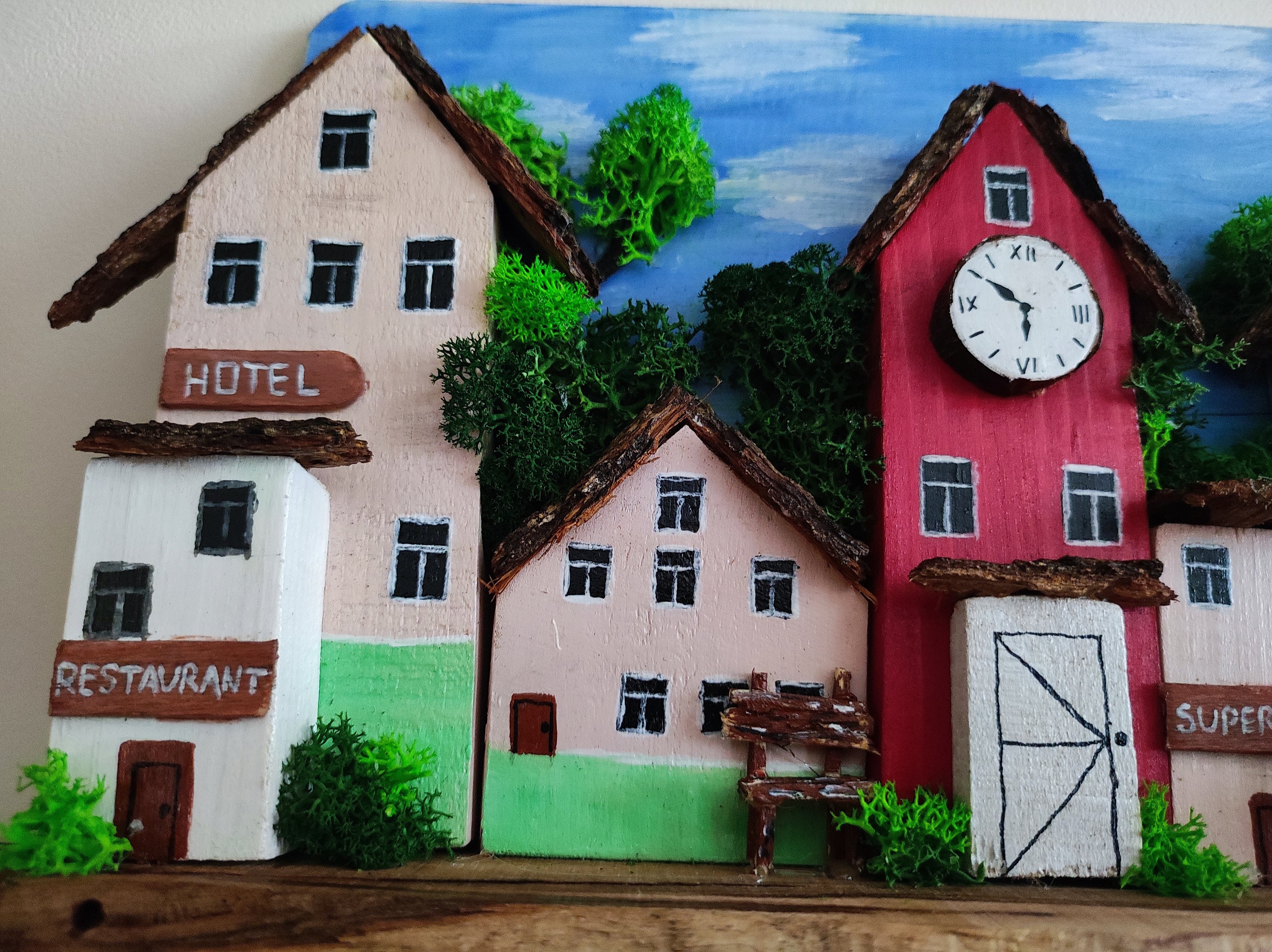Miniature Decoration: Wooden Wall Art "downtown" | Handmade With Love ...