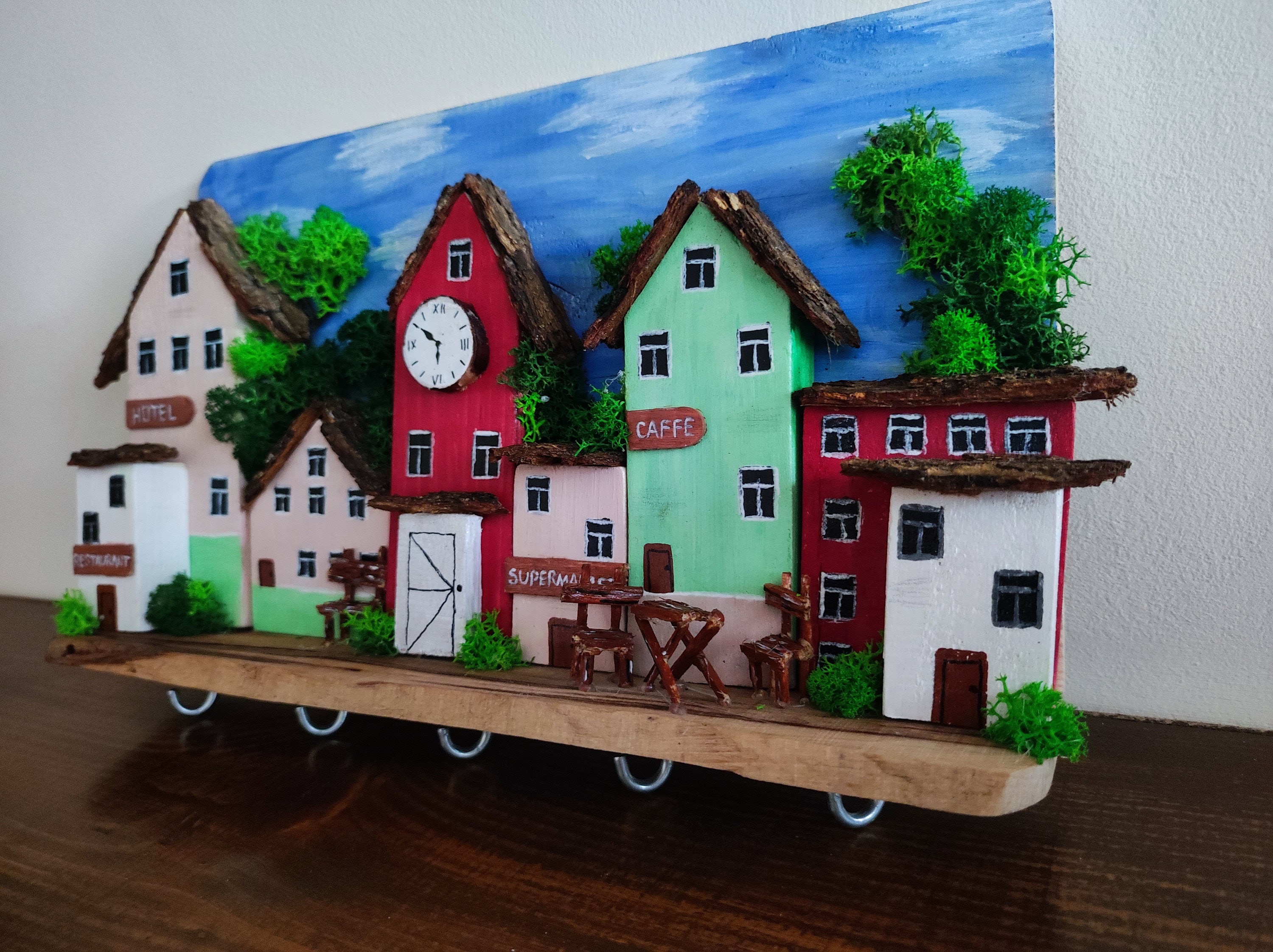 Miniature Decoration: Wooden Wall Art "downtown" | Handmade With Love ...