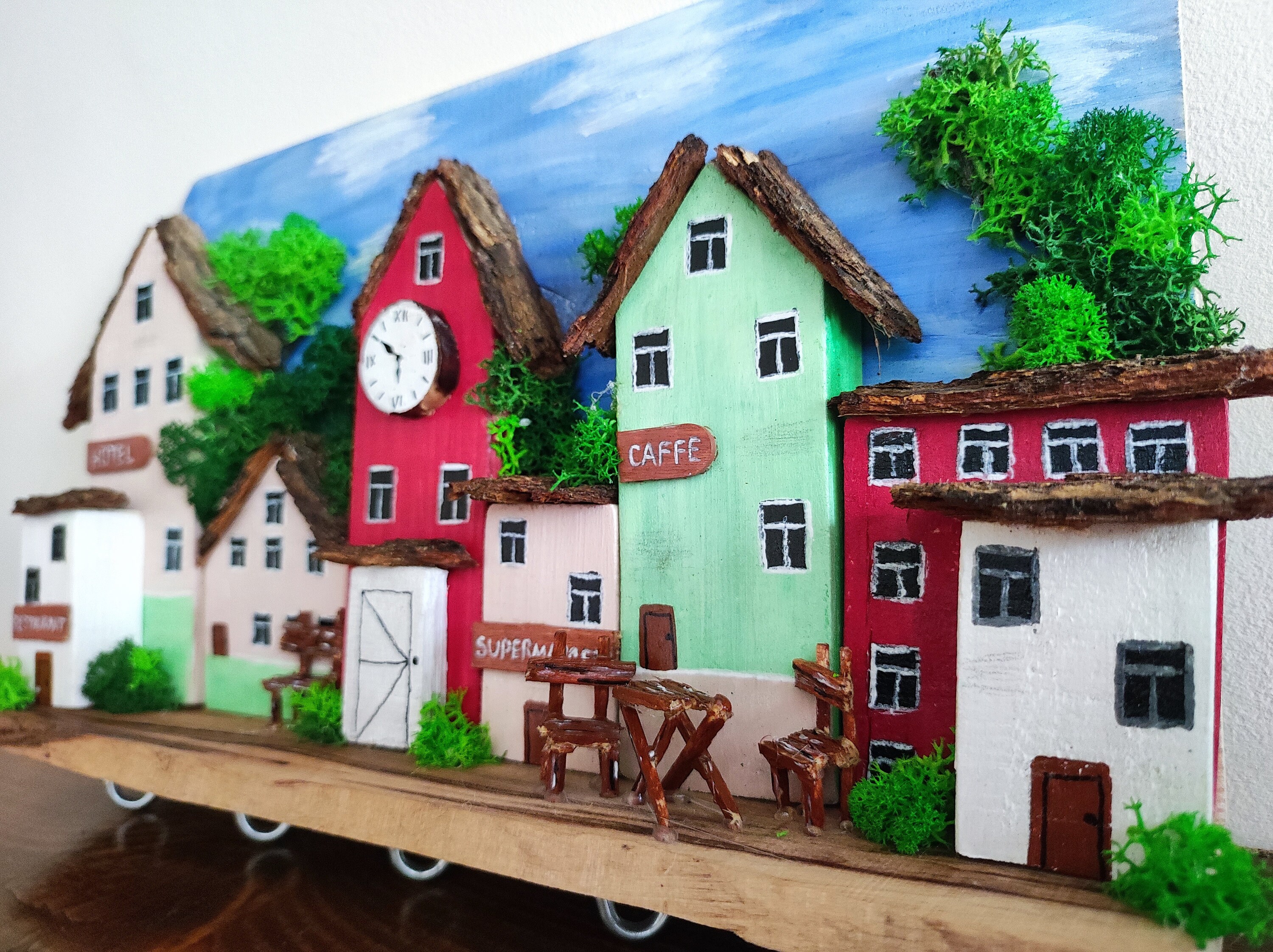Miniature Decoration: Wooden Wall Art "downtown" | Handmade With Love ...