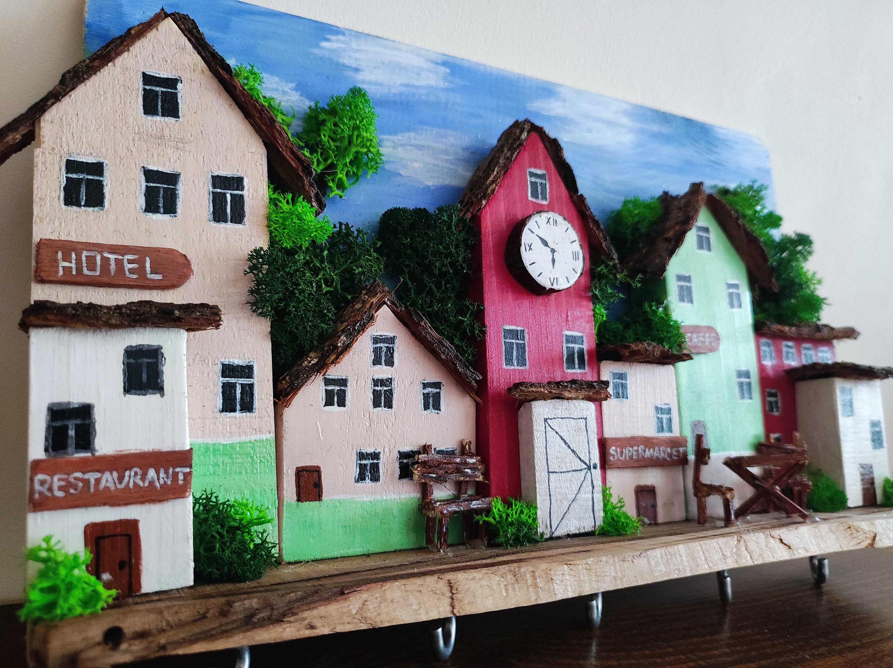 Miniature Decoration: Wooden Wall Art "downtown" | Handmade With Love ...