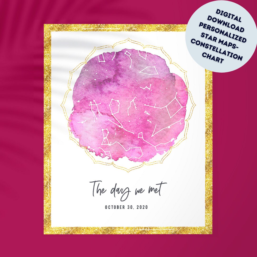 Digital Download Personalized Star Maps, Constellation Chart, Printable ...