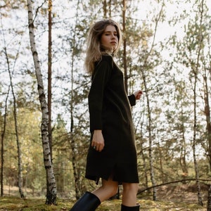 Light Merino Wool Dress Women, Natural Wool Tunic Dress, Knitted ...