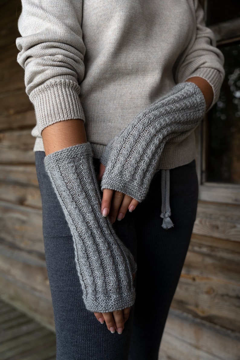 Alpaca Wool Warm Mittens Long Hand Warmers Soft Woolen - Etsy