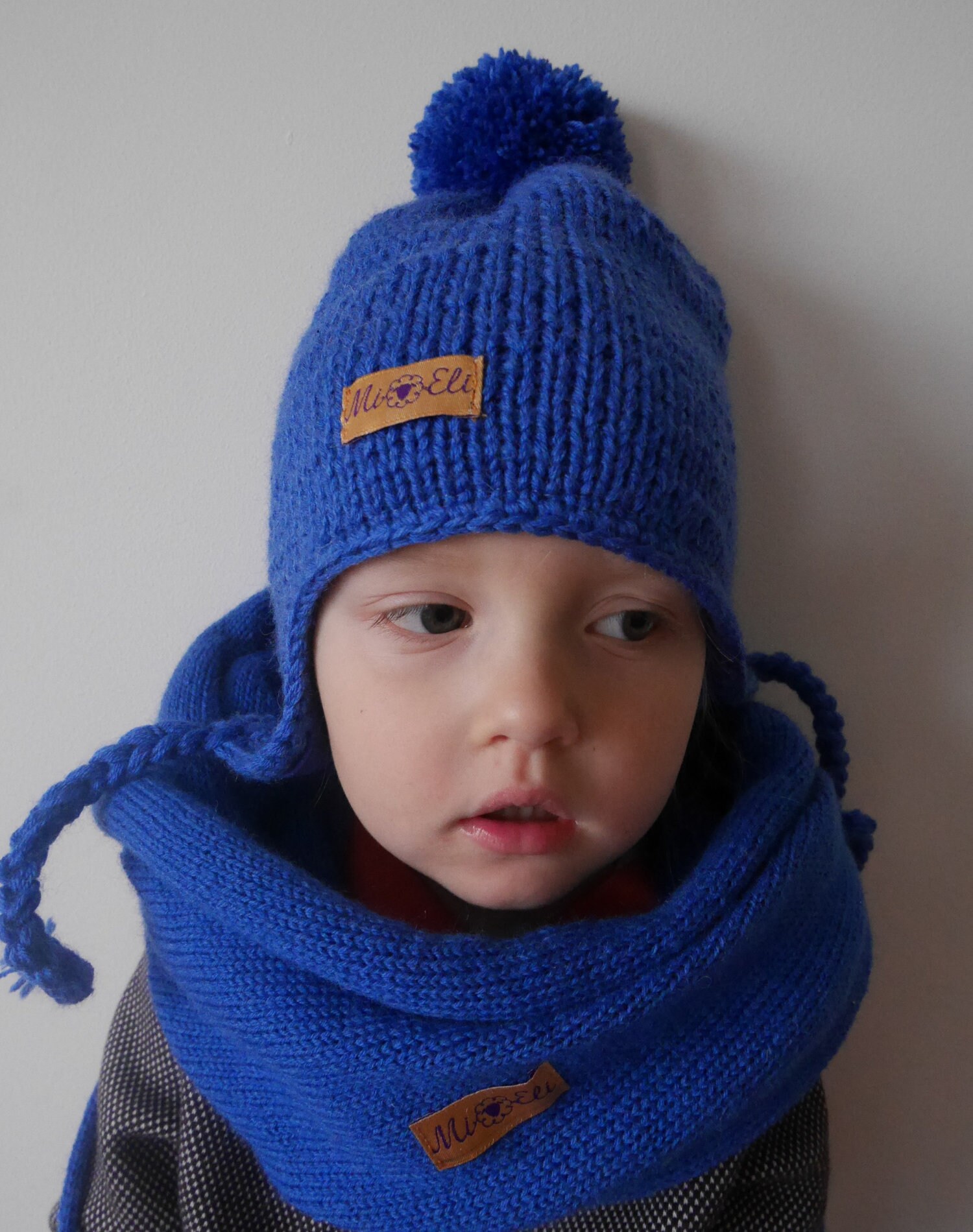 Blue Knitted Hat for Kids Merino Wool Chullo Hat Pom Pom Hat - Etsy