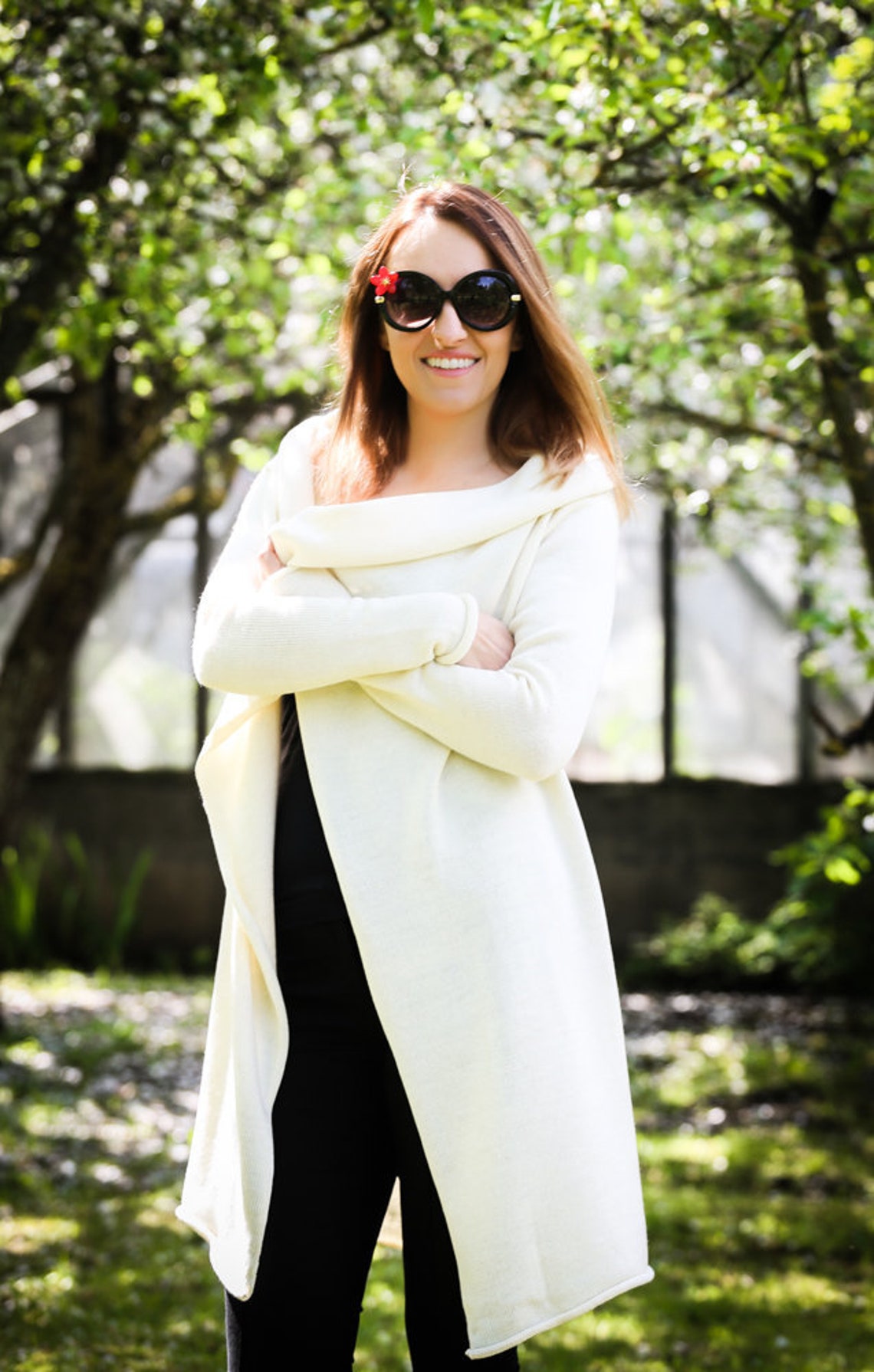 Green Merino Wool Coat for Her Handknitted Loose Merino Wool - Etsy