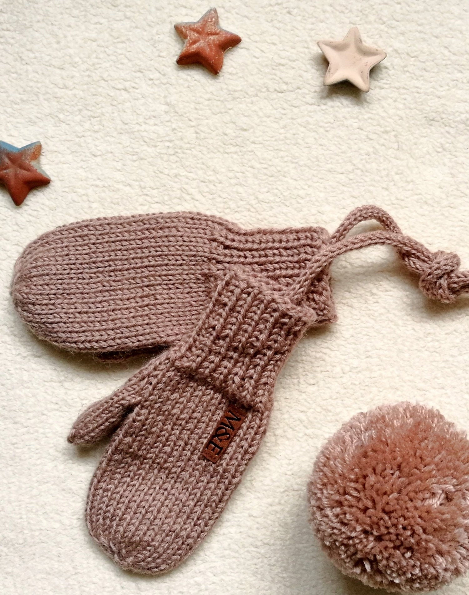 Merino Wool Mittens With String, Comfy Spring Mittens for Kids ...