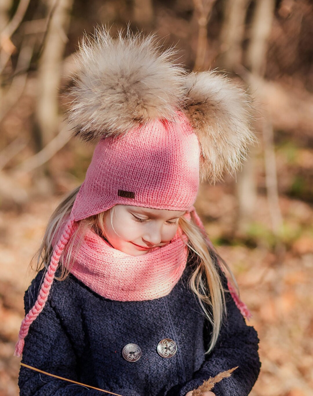 Hand Knit Hat With Cotton Lining, Merino Wool Chullo Hat for Kids, Pink ...