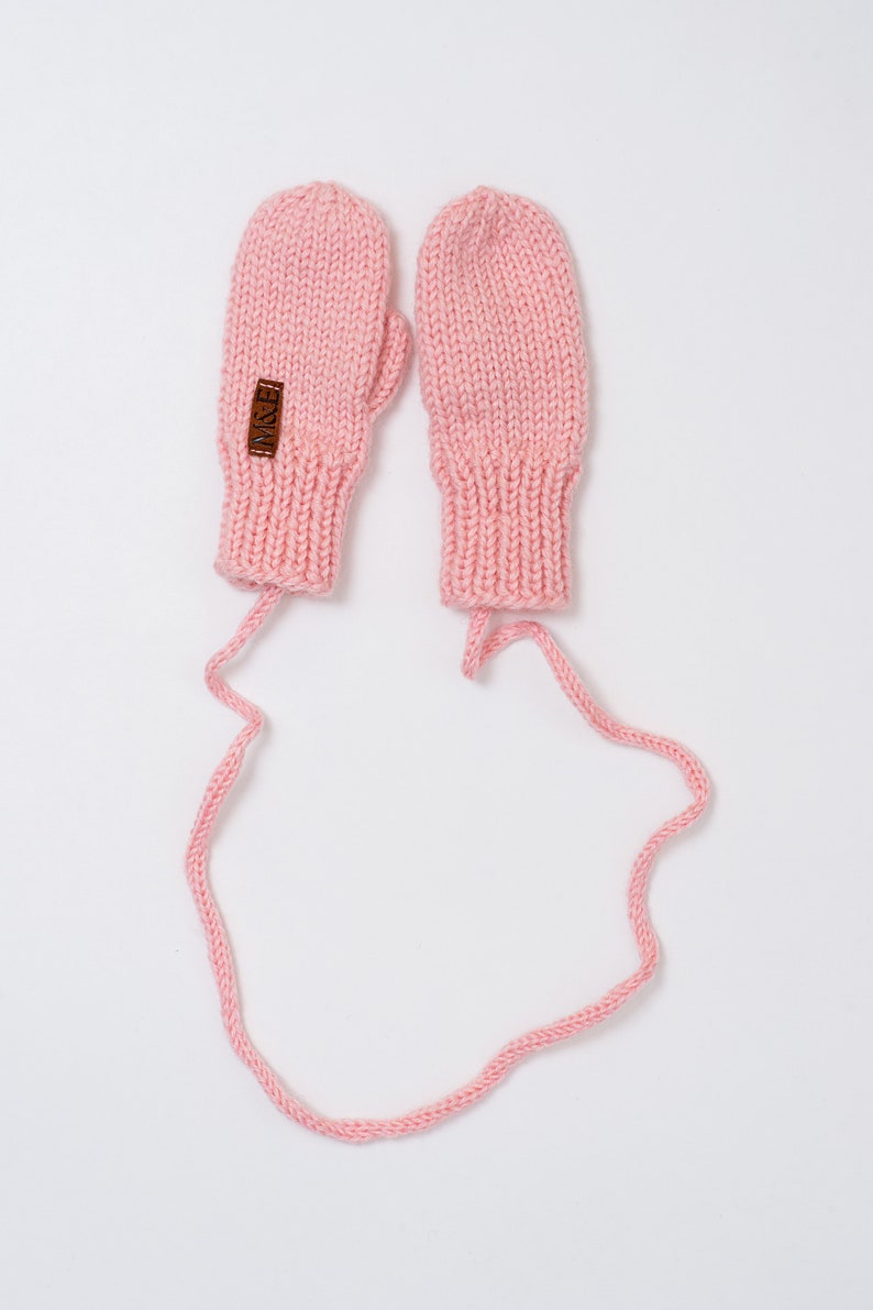 Merino Wool Mittens With String, Comfy Spring Mittens for Kids ...