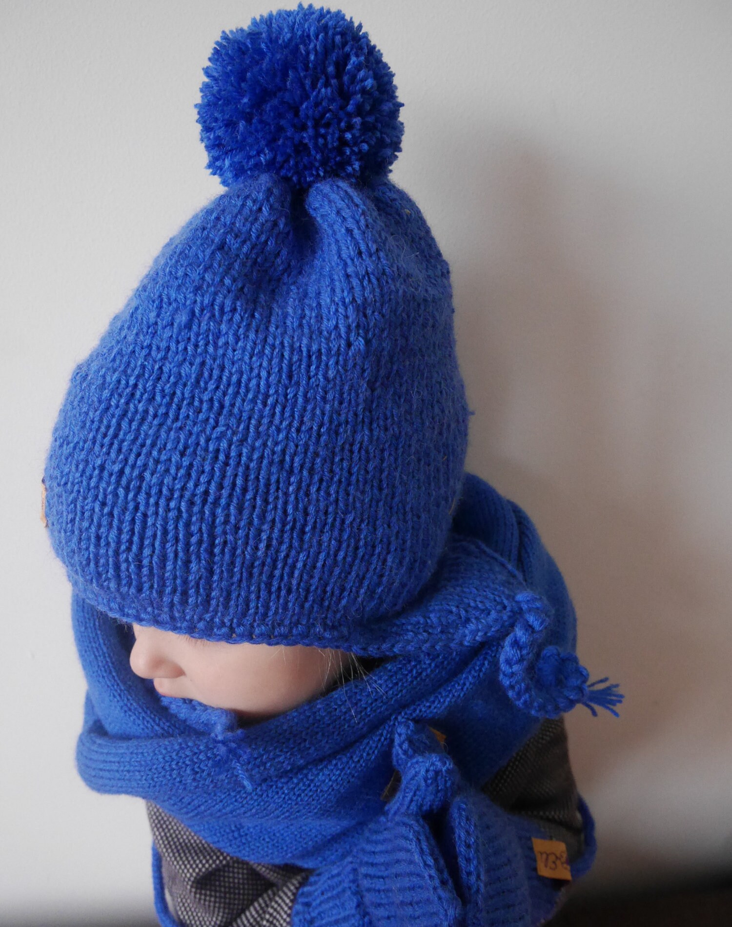 Blue Knitted Hat for Kids Merino Wool Chullo Hat Pom Pom Hat - Etsy
