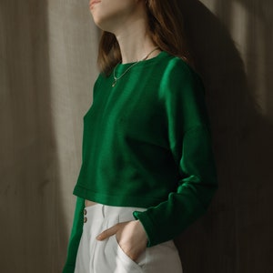 Cropped Merino Wool Sweater, Women Knit Soft Light Woolen Crop Top ...