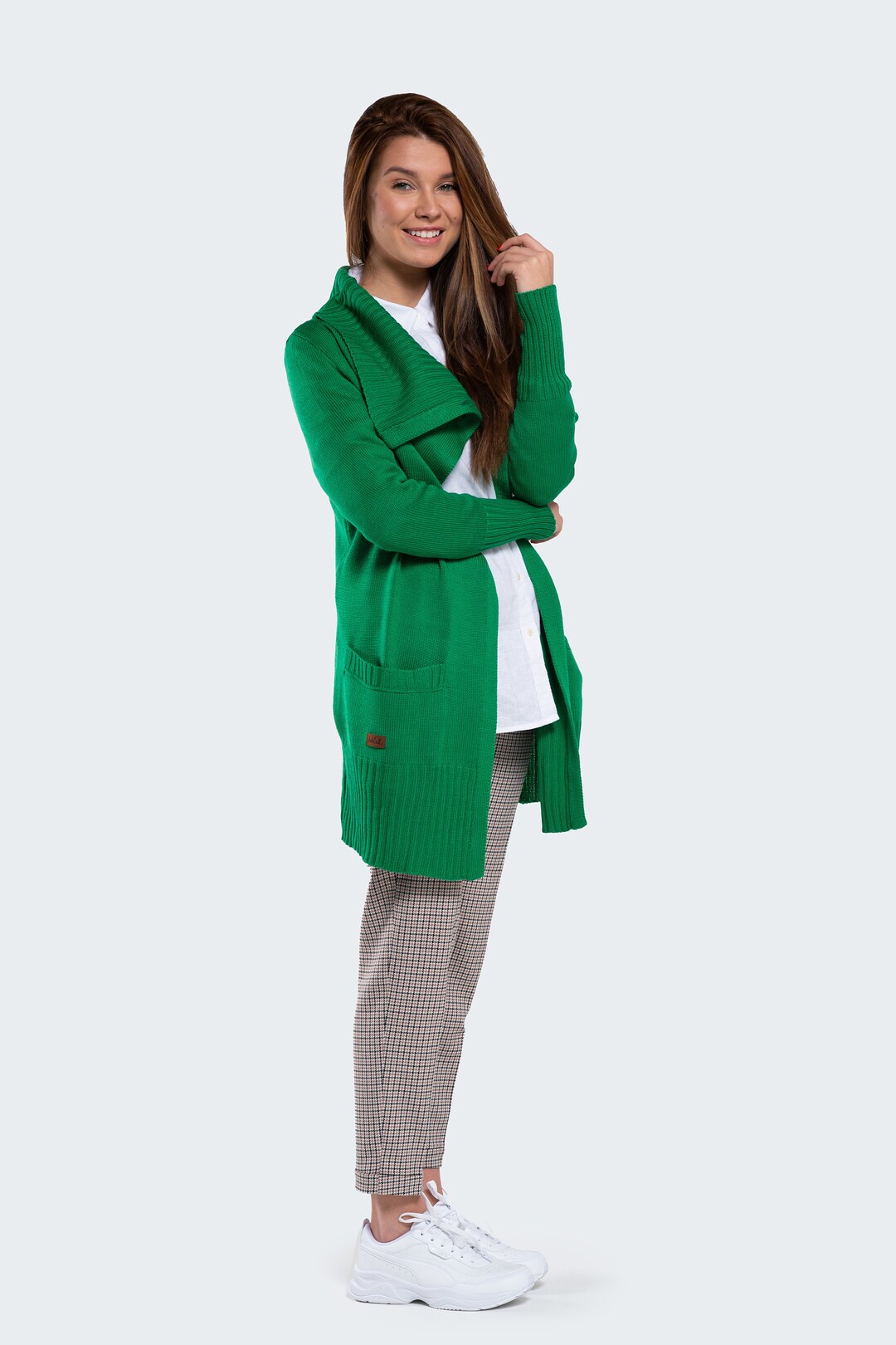 Spring Green Soft Merino Cardigan With Pockets, Handmade Sweater With ...