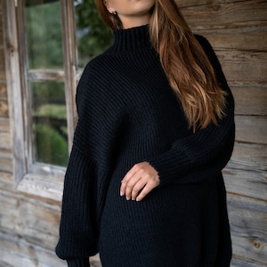 Oversized Knitted Merino Jumper, Grey Woolen Pullover, Plus Size Unisex ...