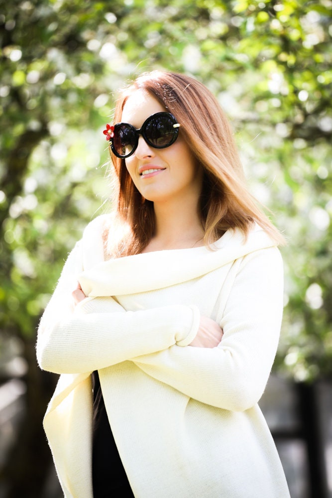 Green Merino Wool Coat for Her Handknitted Loose Merino Wool | Etsy