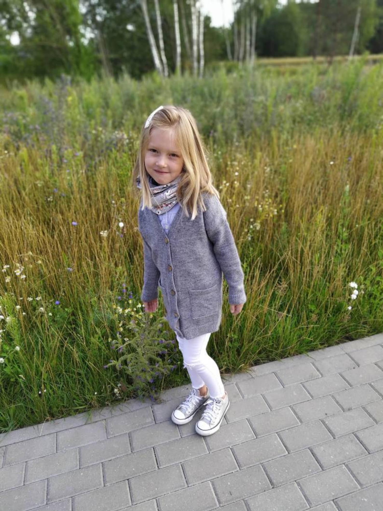 Handmade Merino Wool Girls Cardigan Lightweight Gray Sweater - Etsy