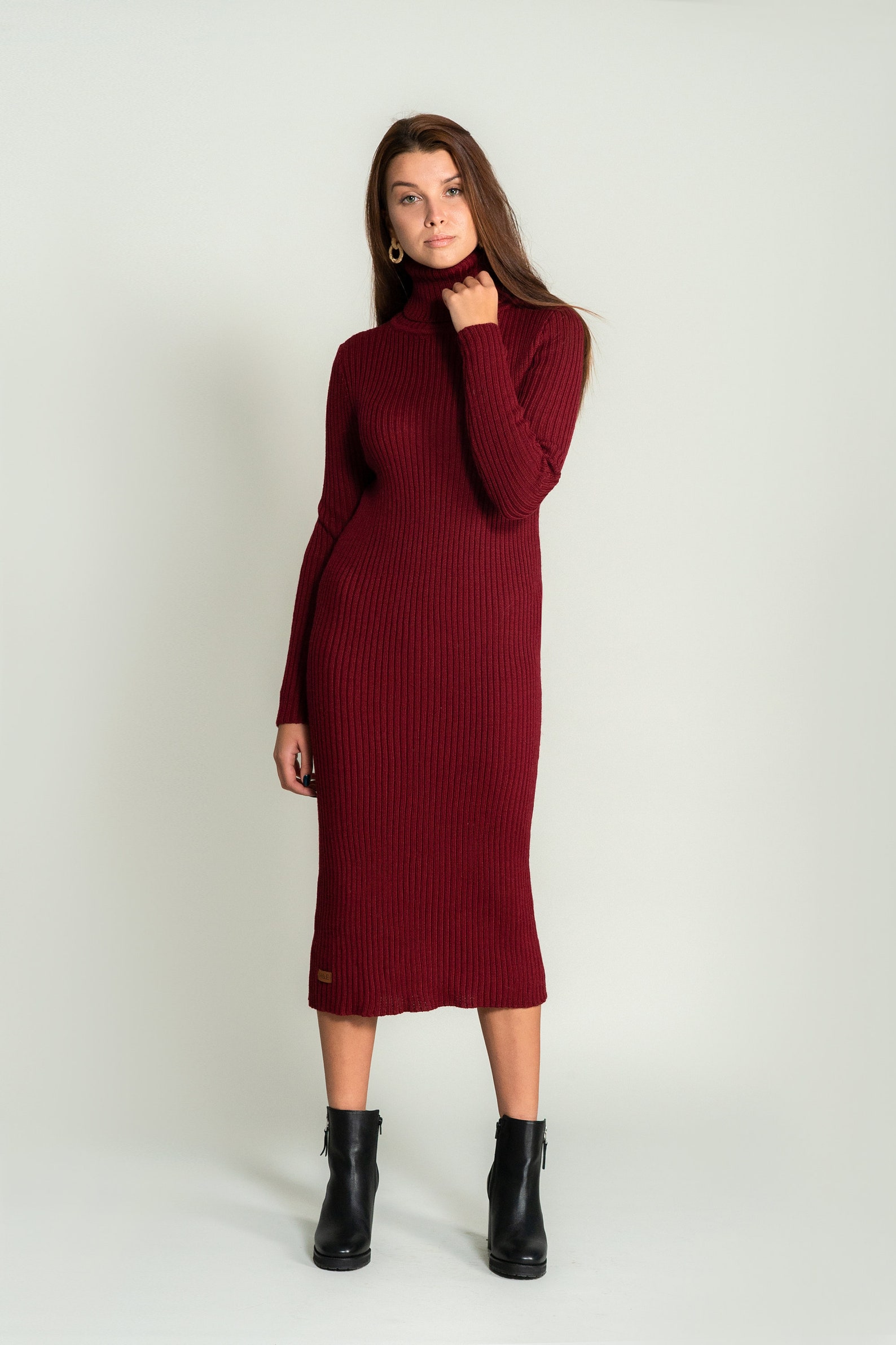 Long 100% Merino Wool Turtleneck Sweater Dress Soft Hand | Etsy