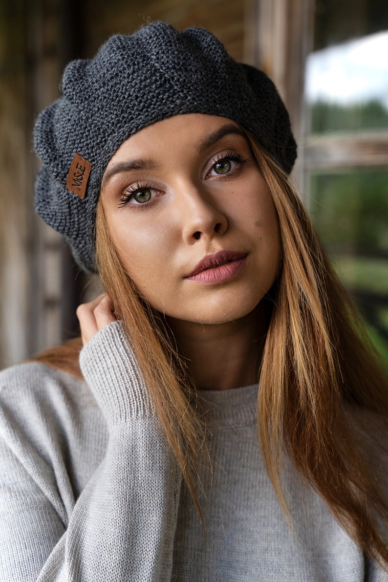 French Style Woolen Beret, Hand Knitted Soft Organic Alpaca Wool Hat ...