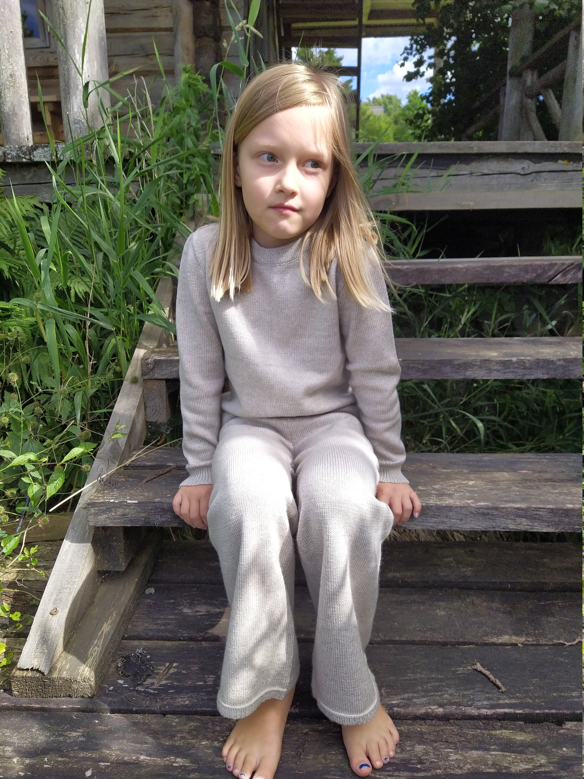 Knitted Merino Wool Set, Kids Tops and Trousers, Soft Organic Wool ...