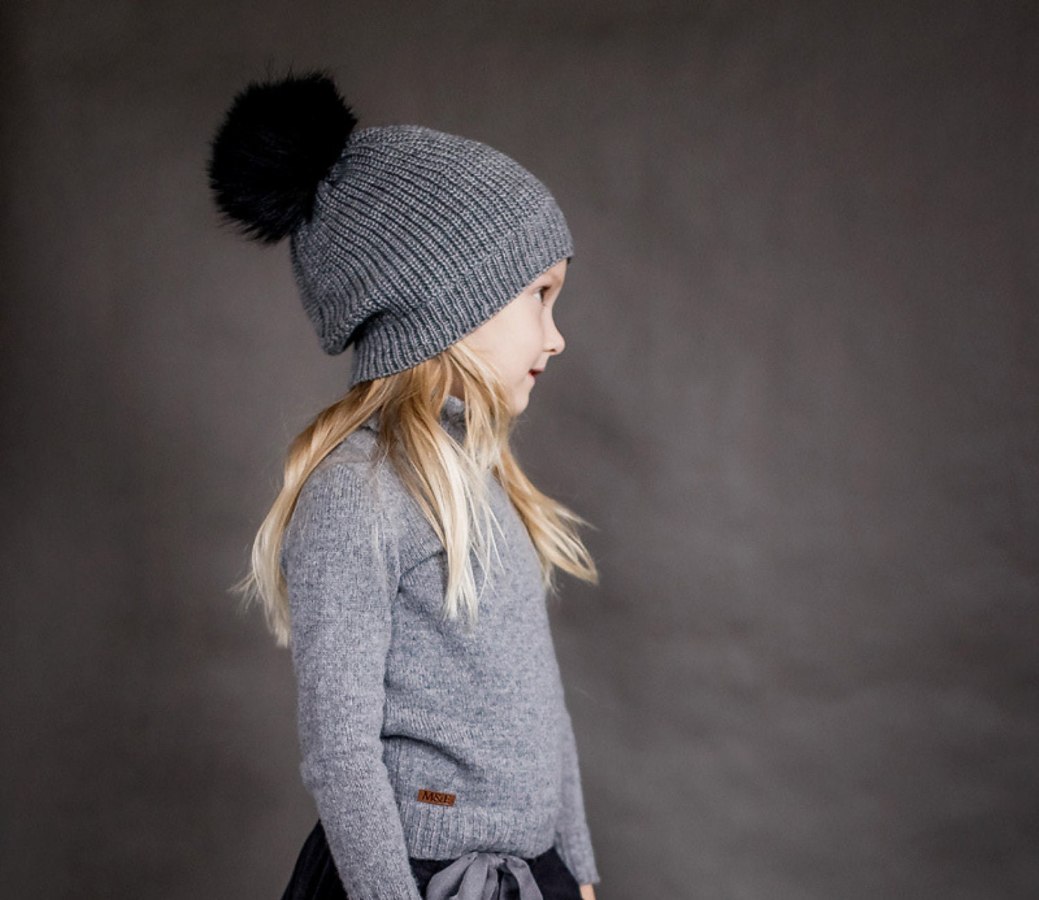 Girls Winter Hat, Fur Pom Pom Hat With Cotton Lining, Merino Wool ...