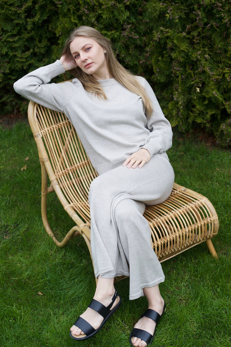 Merino Wool Loose Womens Pants, Knitted Classic Pants, Soft Elegant ...