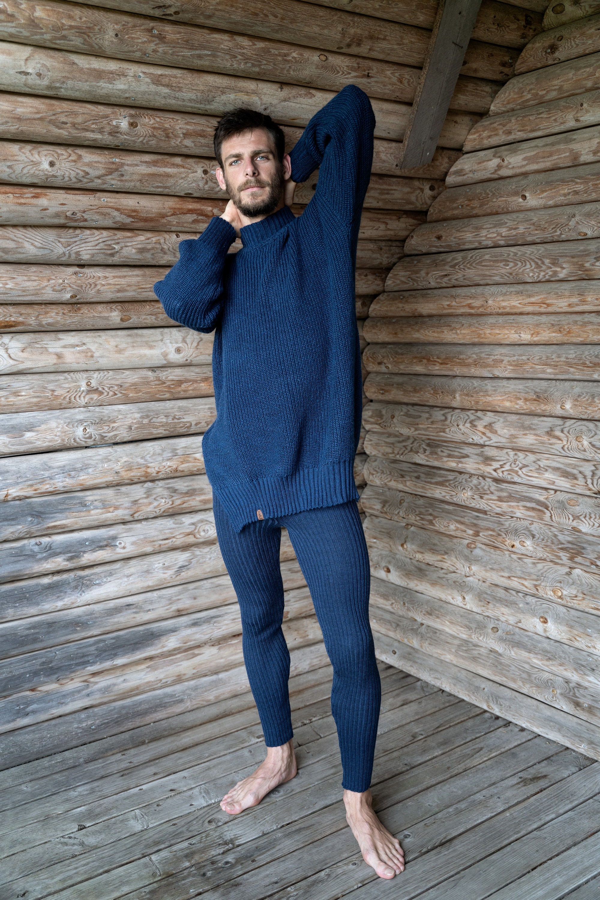 Two Piece Set for Men, Knitted Merino Wool Unisex Jumper With Leggings ...