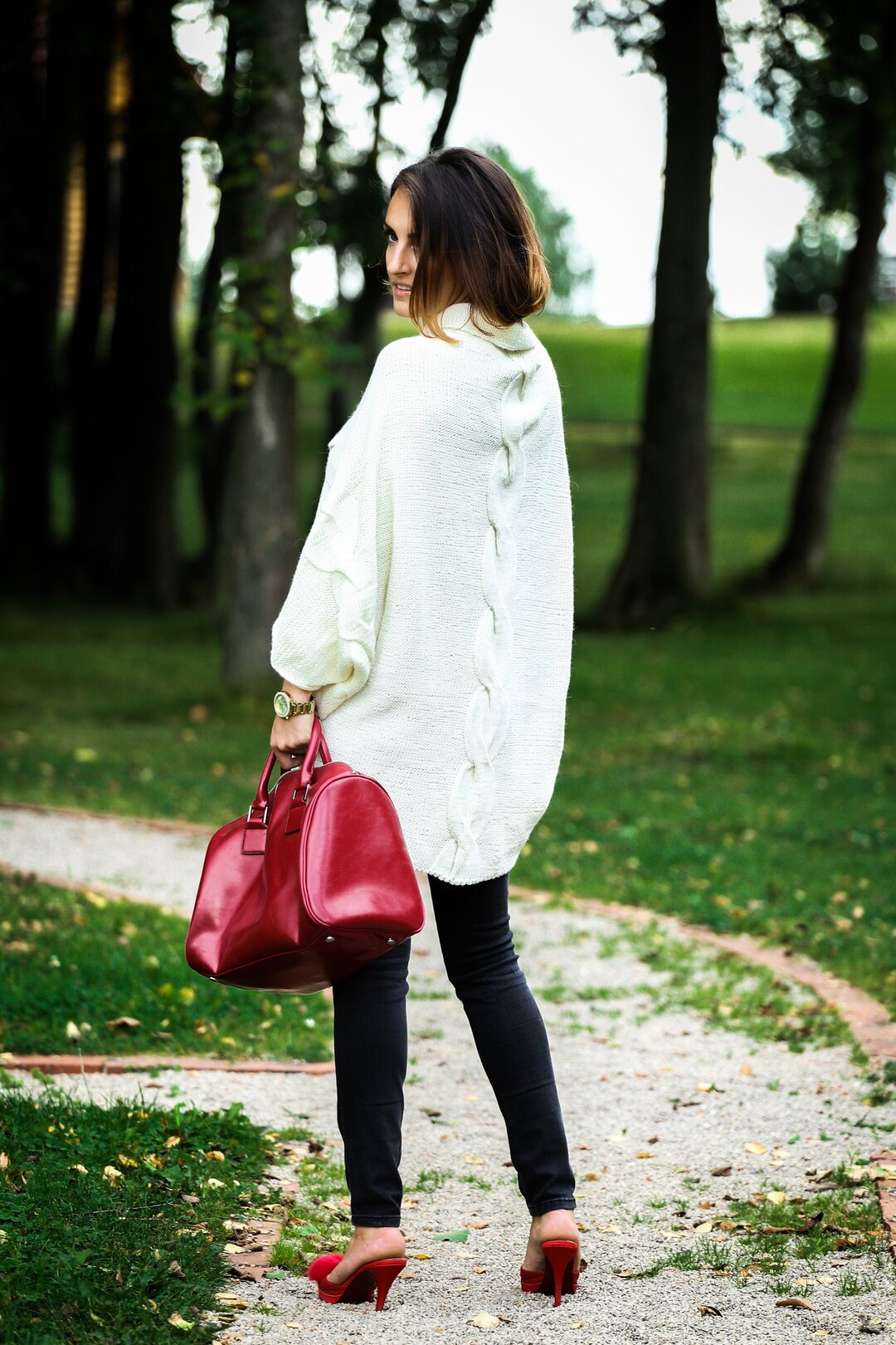 Pure Merino Oversized Poncho, Womens Hand Knitted One Size Warm Poncho ...