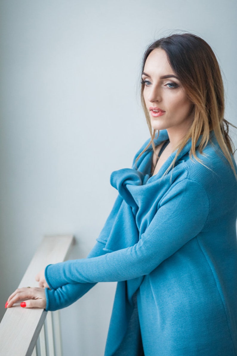 Green Merino Wool Coat for Her Handknitted Loose Merino Wool - Etsy