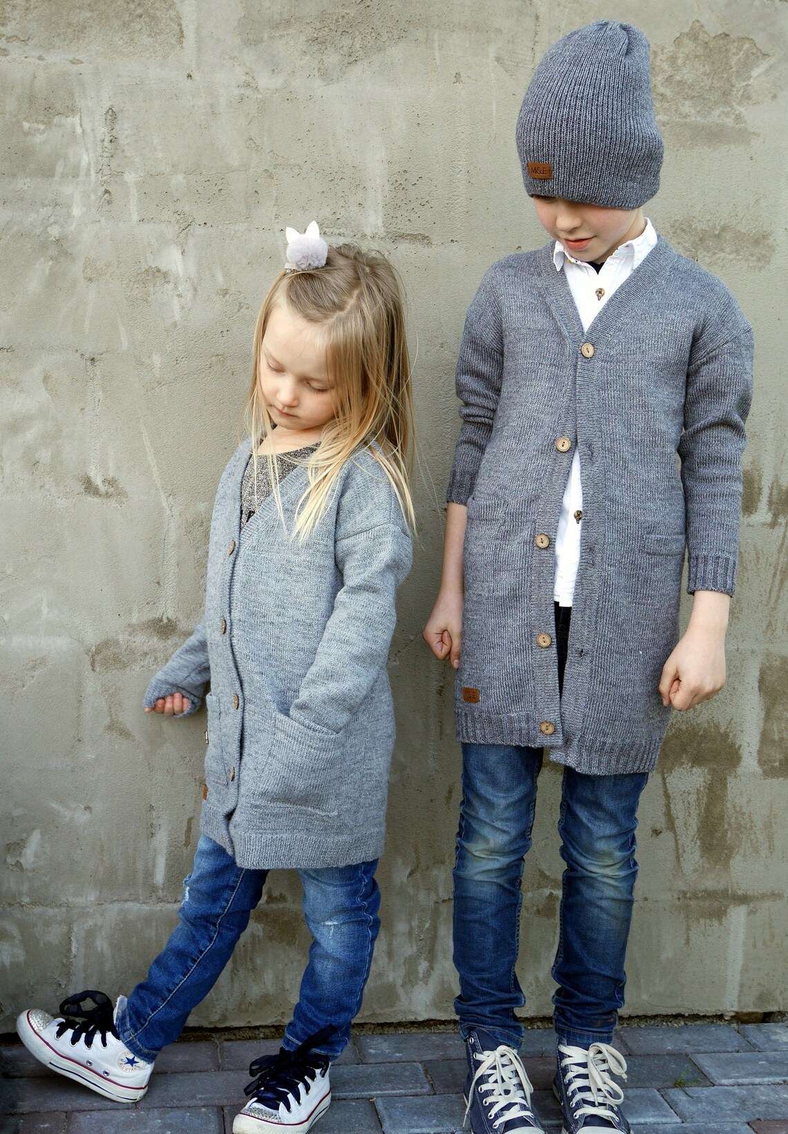 Handmade Merino Wool Girls Cardigan Lightweight Gray Sweater | Etsy