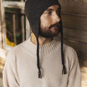 Woolen Cap With Ear Flaps, 100% Alpaca Wool Knitted Men Cap, Winter Hat ...