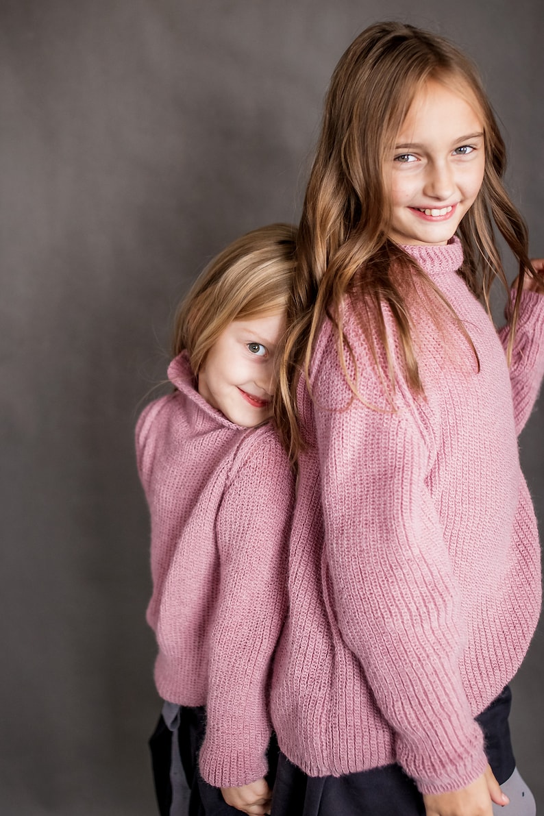 Merino Wool Girls Sweater Lilac Wool Turtle Neck Pullover for | Etsy