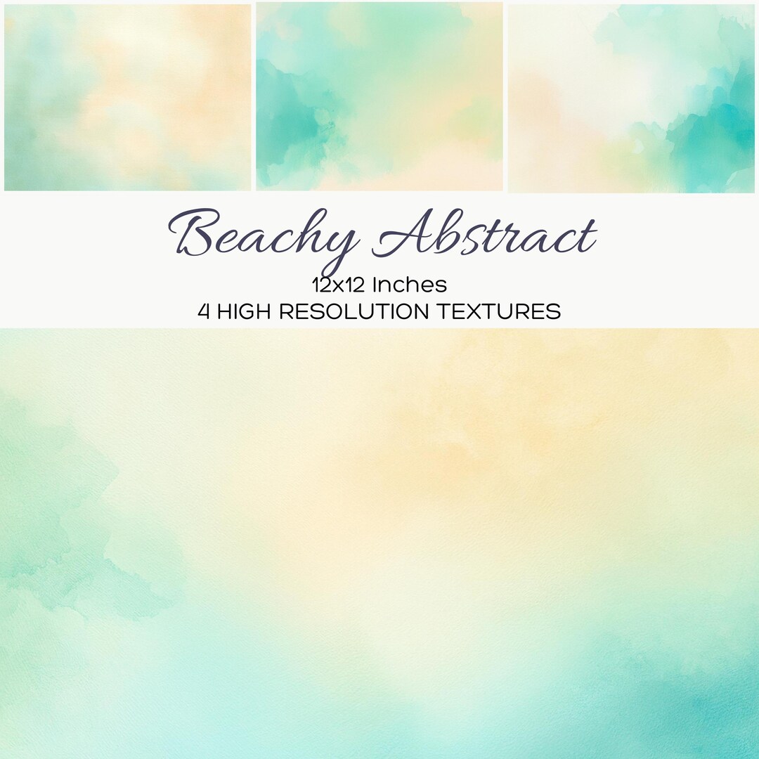 Beachy Watercolor Backgrounds, Aqua and Sand Textures, Coastal Abstract ...