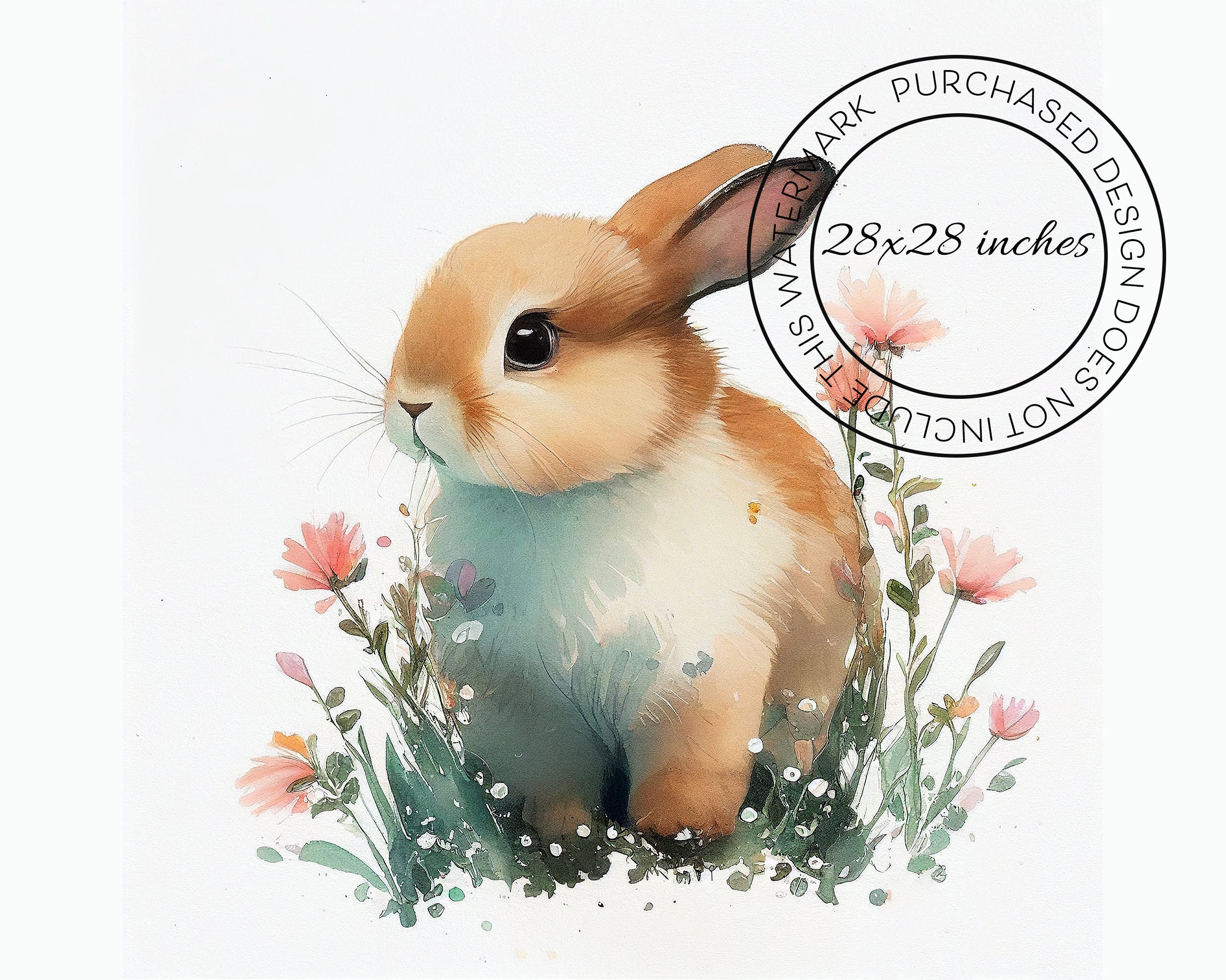 Set of 5 Rabbit Prints Cute Bunny Wall Art Floral Rabbits - Etsy