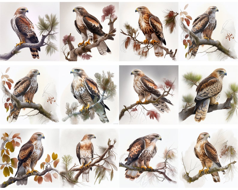 Hawk Artwork Watercolor Hawk Painting Printable Wall Art - Etsy