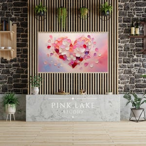 Valentines Day TV Frame Art, Romantic Petal Heart Wall Art, Pastel ...
