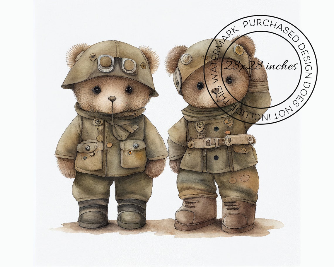 Military Teddy Bears Clipart, Teddies in Camoflauge Clothing Wall Art ...