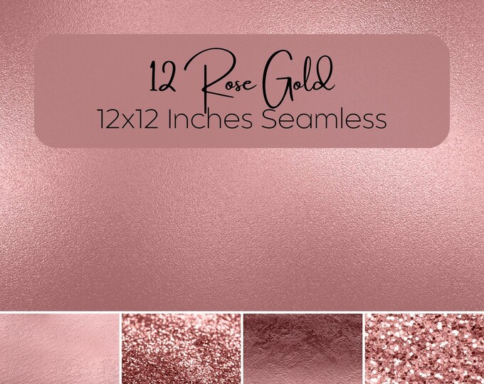 Rose Gold Textures Digital Paper, Foil Backgrounds, Rose Gold Foil ...