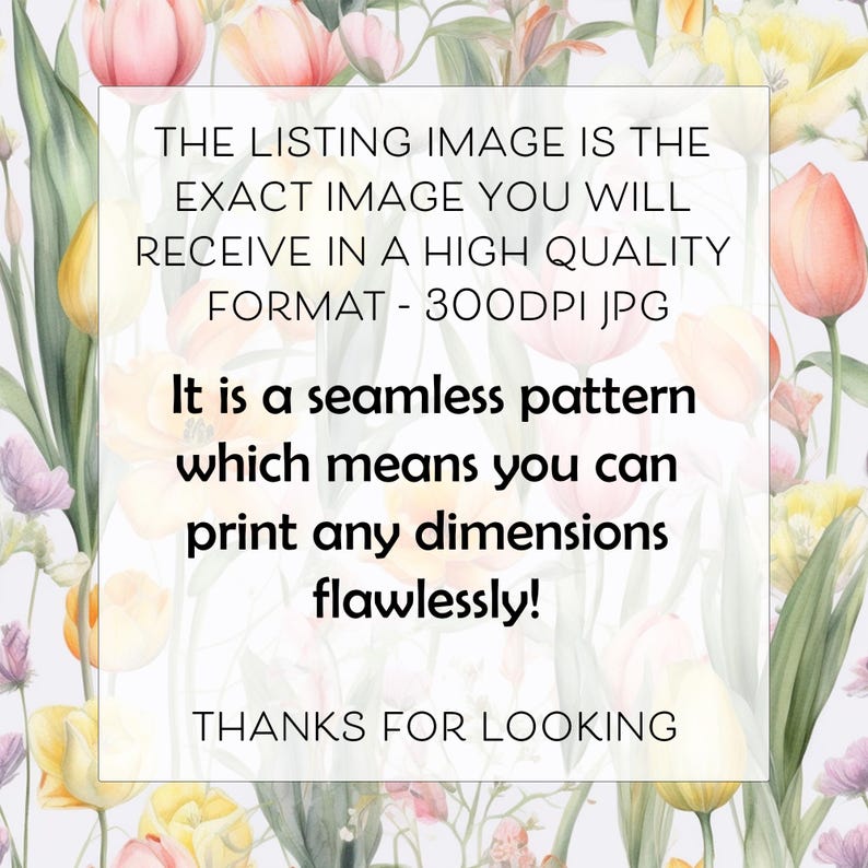 Tulip Seamless Pattern, Mixed Flowers Digital Paper, Tulip Repeat Print ...
