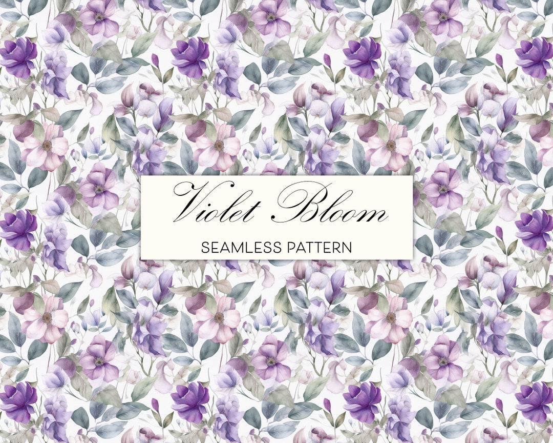 Violet Bloom Seamless Repeat Pattern, Purple Violet Print Scrapbook ...