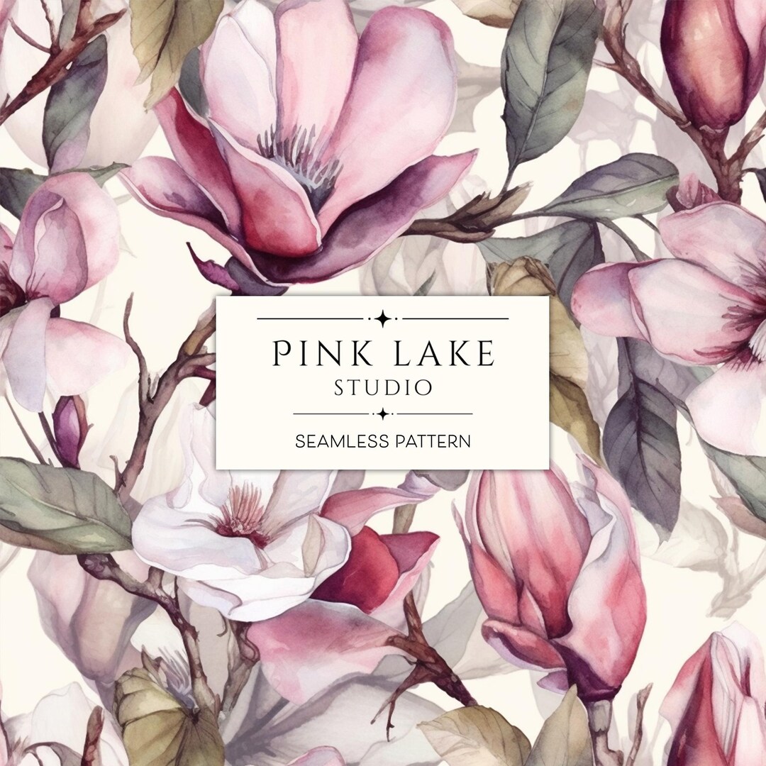 Watercolour Magnolia Flowers Digital Paper, Watercolour Seamless Repeat ...