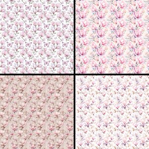 Romantic Magnolia Flower Digital Paper Pack – Pink Floral Seamless ...