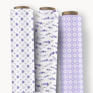 Lavender Floral Digital Paper Pack, Heart Plaid Seamless Patterns ...