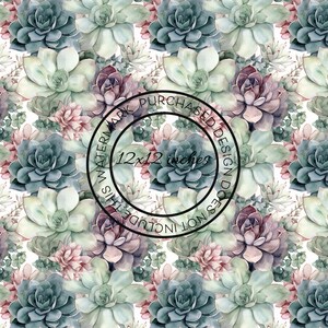 Watercolour Succulents, Cacti Digital Paper, Printable Seamless ...