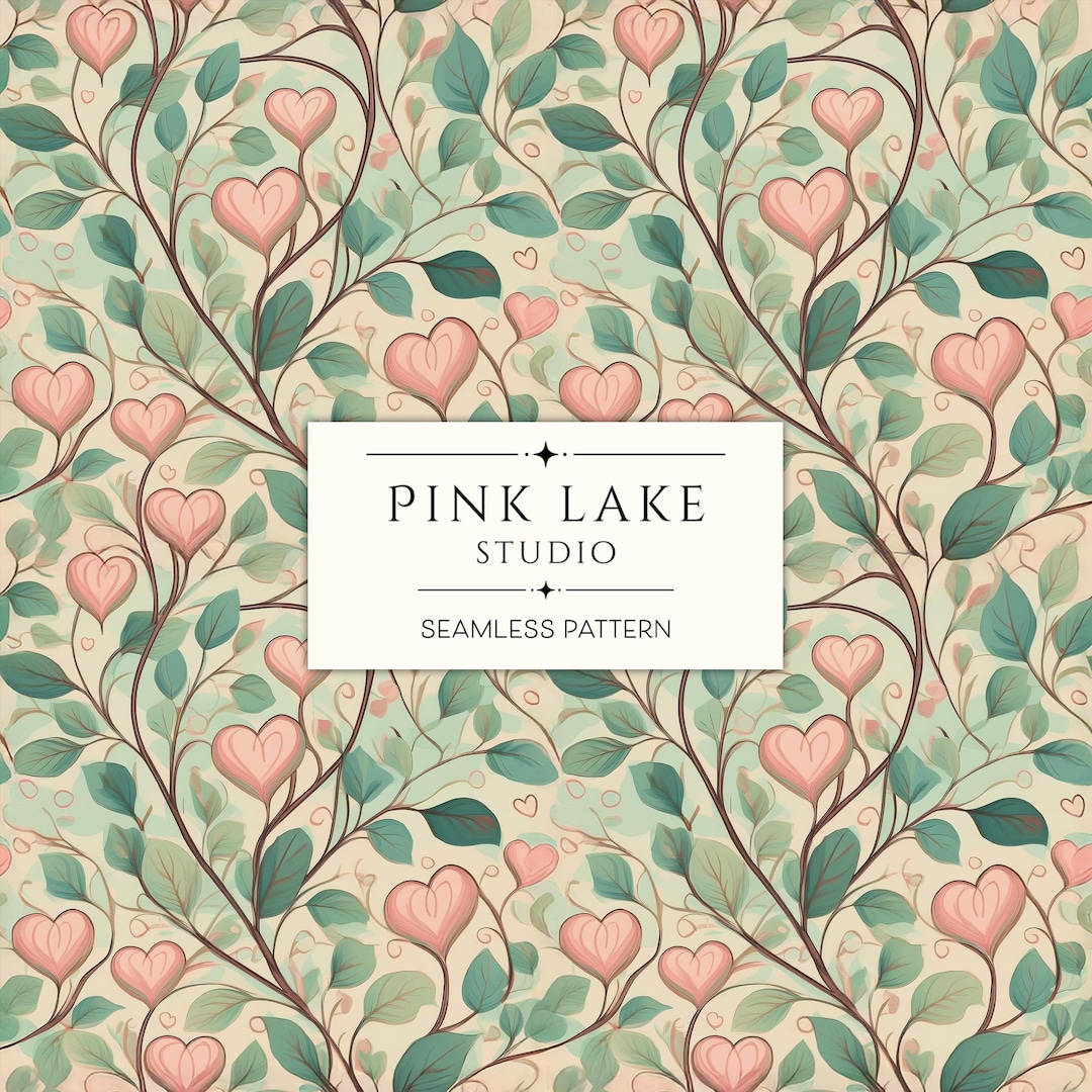 Heart Pattern Wrap, Floral Seamless Digital Paper, Romantic Valentine ...