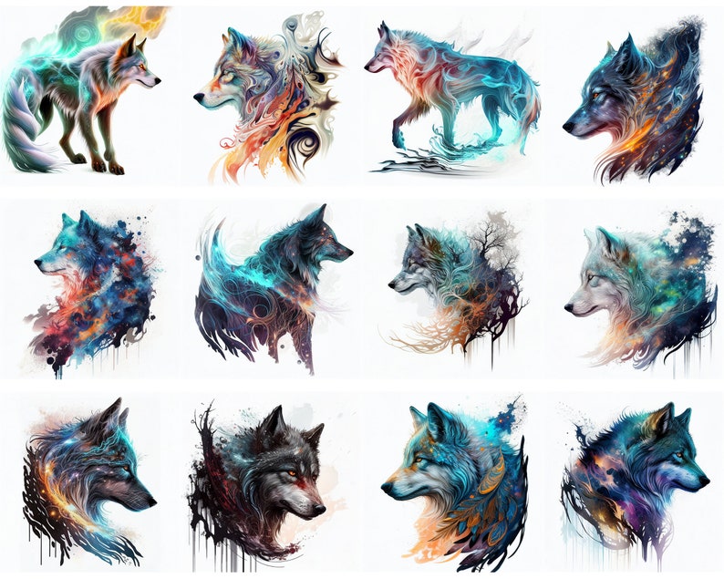 Fantasy Wolf Head Clipart, Wolf Backgrounds, Wolf Prints, Wolf Wall Art ...
